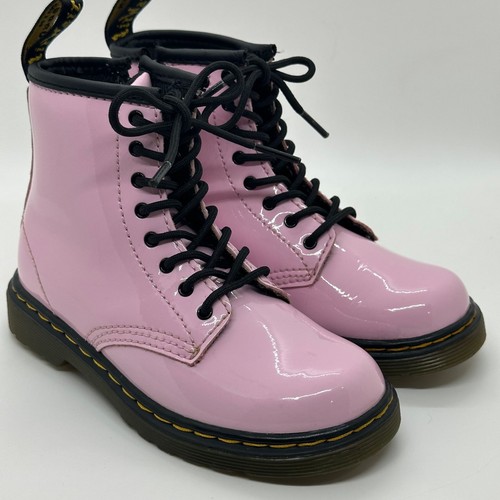 Junior 1460 Patent Leather Lace Up Boots in Pale Pink | eBay