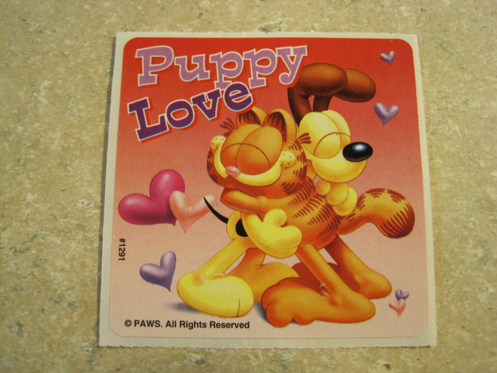 RETIRED 6 Large * GARFIELD & ODIE * FRIEND & LOVE STICKERS VALENTINE ...