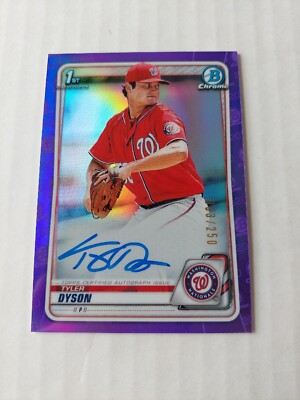 Tyler Dyson 2020 Bowman Chrome 1st Purple Refractor Auto RC /250 Nats ...