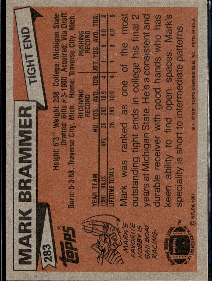 1981 Topps #283 Mark Brammer | eBay