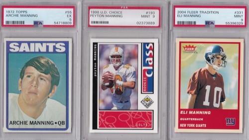 Manning's QB HOF Dynasty Rookie Cards - 1972 Archie, 1998 Peyton, 2004 ...