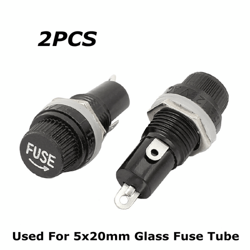2PCS Panel Mount Screw Cap Fuse Holder Case for Glass Tube Fuses 5x20mm ...