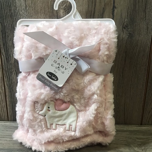 NEW Bon Bebe Baby Blanket Pink Rosette Swirls Pretty Cozy Elephant ...