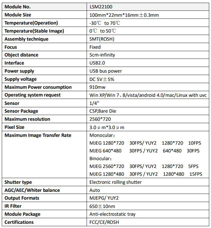720P 3D Stereo Dual Lens USB Camera Module Synchronized Baseline ...
