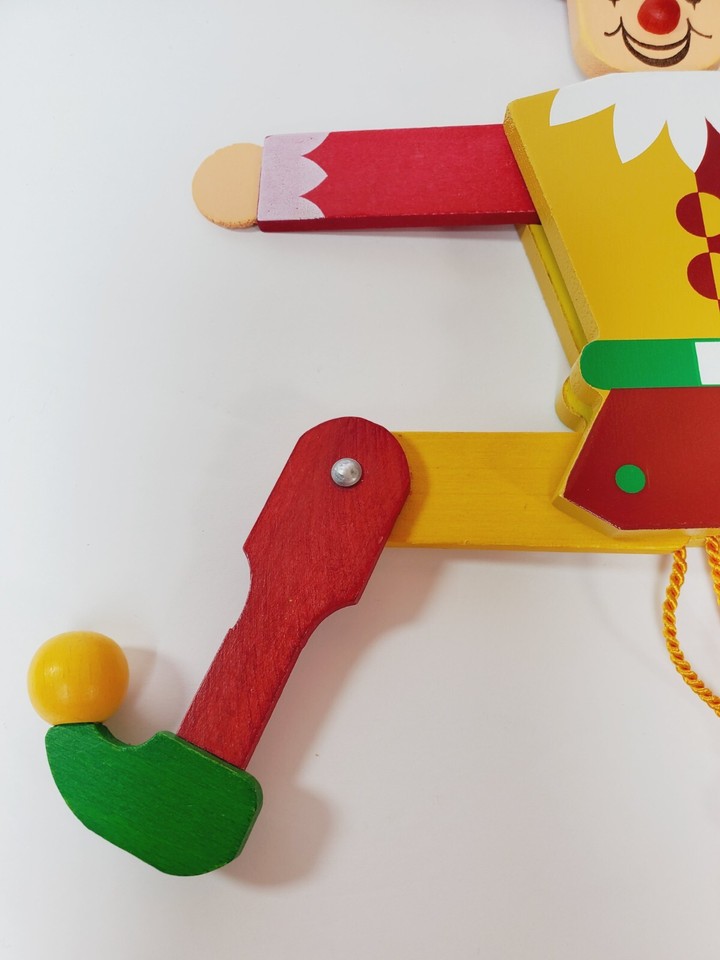 Echte Erzgebirgische Handarbeit Germany Wooden Clown Jester Pull String ...