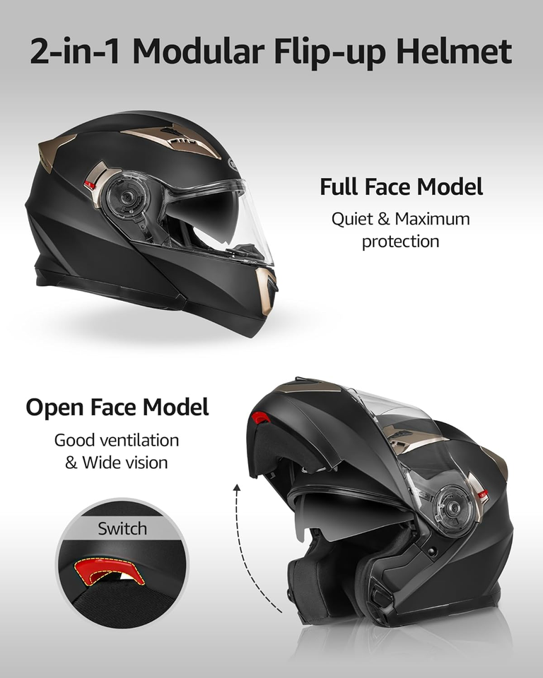 Modular Motorcycle Helmets, DOT Approved Full Face Motorcycle Helmet ...
