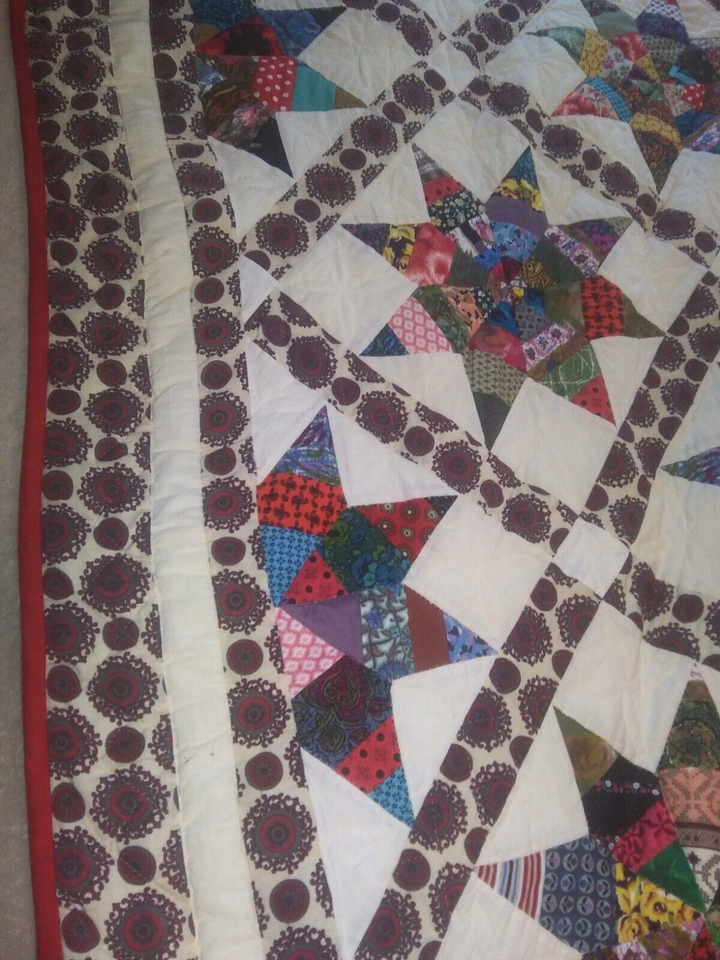 Vintage Hand Stitched Pinwheel 8 Point Star Quilt Handmade 86” x 72 ...
