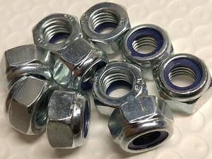 (10) M12 x 1.75 or M12 - 1.75 Nylon Lock Nuts Zinc Plated class 8 ...