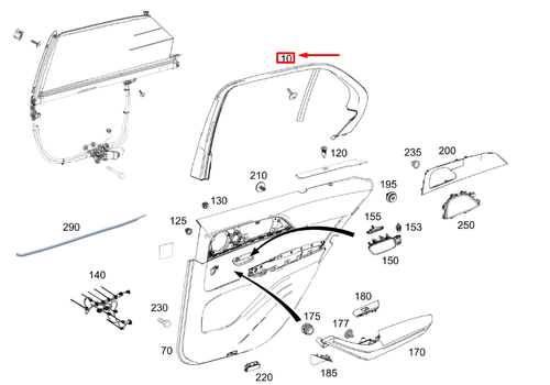 MERCEDES-BENZ GLE W167 Rear Right Door Window Frame A16773706009051 NEW ...