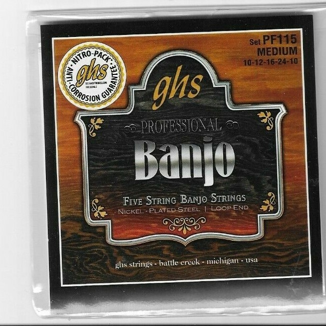 GHS PF115 PROFESSIONAL FIVE STRING BANJO STRINGS, NICKEL-PLATED STEEL ...