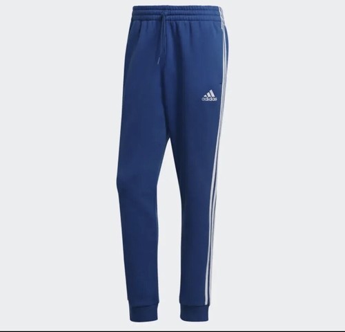 adidas Mens French Terry Tapered-Cuff 3-Stripe Jogger HL2270 Pants Blue ...