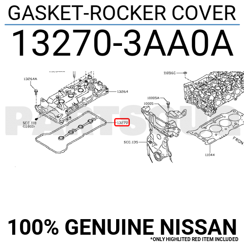132703AA0A Genuine Nissan GASKET-ROCKER COVER 13270-3AA0A | eBay
