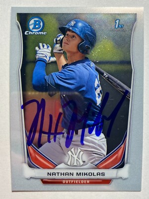 Nathan Mikolas Signed Bowman #BCP58 2014 Card New York Yankees Auto MLB ...
