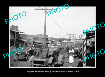 OLD LARGE HISTORIC PHOTO RAGTOWN OKLAHOMA, THE MAIN ST & STORES c1916 1 ...