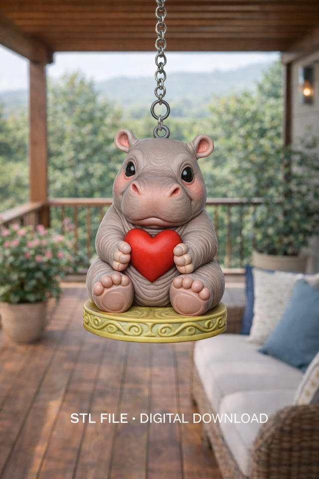 Cute Rhino with Heart – STL File for 3D Printing - Rhino pendant for 3D ...