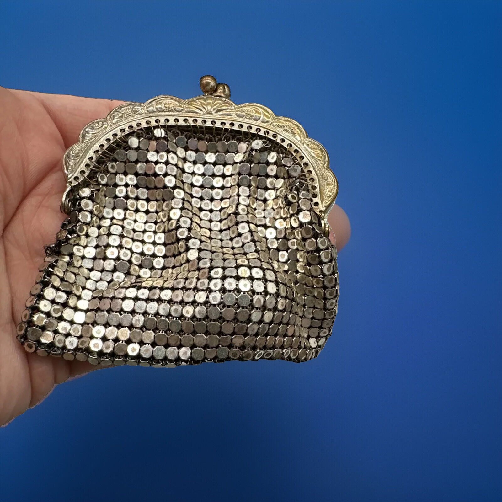 ANTIQUE VICTORIAN MESH CHAINMAIL COIN PURSE SILVER TONE West Germany | eBay