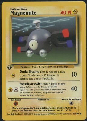 Pokemon 1st Edition Magnemite Near Mint/Mint 53/102 1st Edition Base ...