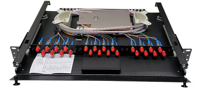 24 Fiber 1RU Rack Mount w/ 24 ST/UPC Simplex Adapters, Singlemode ...