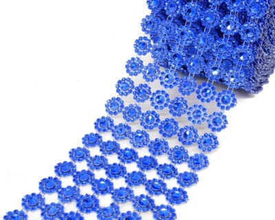 10YD Royal Blue Diamond Bling Mesh Rhinestone Ribbon Wrap Wedding ...