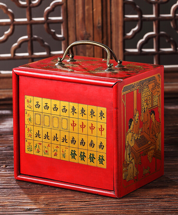 Portable Vintage Mahjong 144 Tiles Game Mah-Jong set In wood 5 drawer ...