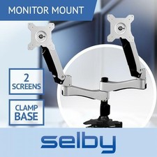 15-24" 8kg Dual LCD 2 Screen Vertical Stand Pole Monitor VESA Mount ...