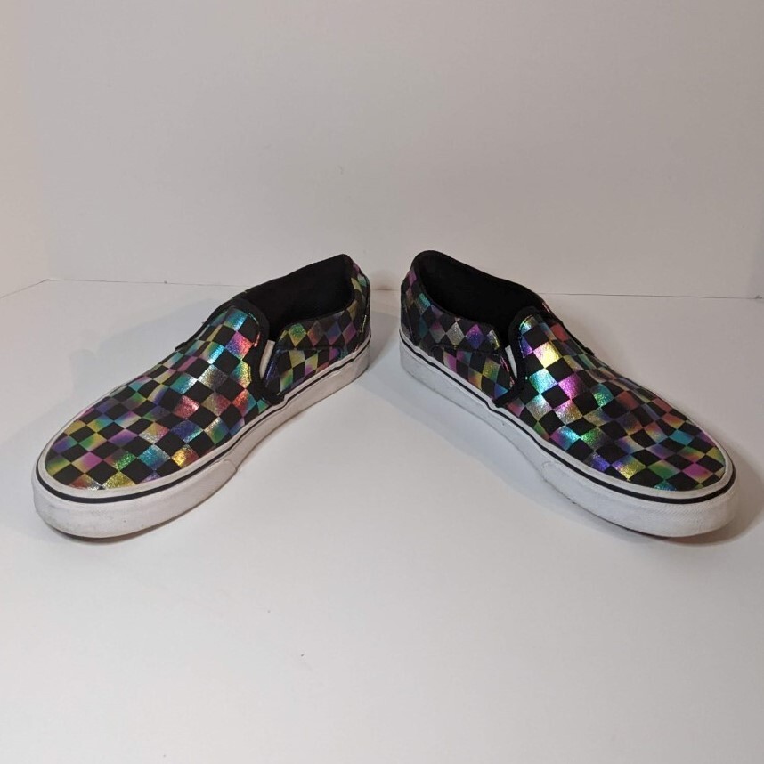 Vans Iridescent Rainbow Checkerboard, Women’s Size 7.… - Gem