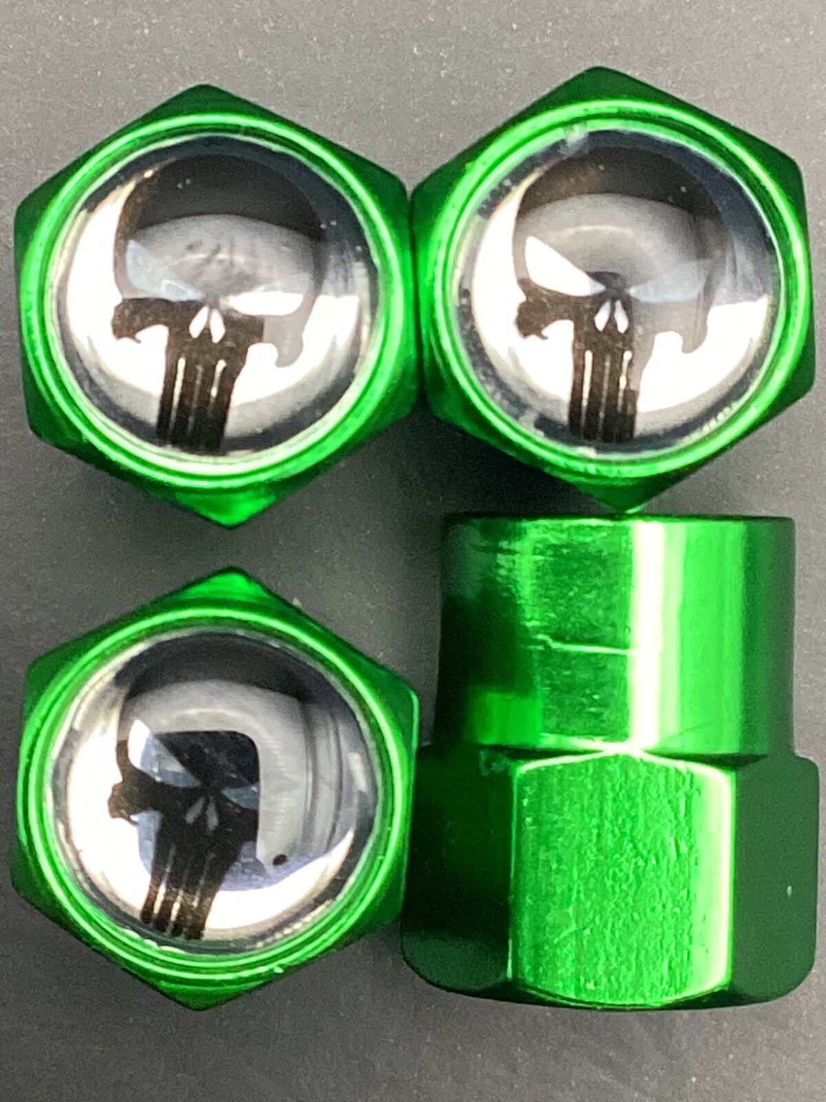 4 Pcs Set Valve Cap With Skull Logo Air Valve Cap Colour Green No-5 ...