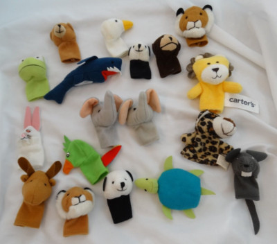 IKEA Finger Puppets Lot Of 18 Shark Frog Elephant Moose Mouse Lion ...