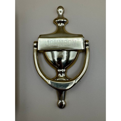Vintage Brass Engraved "Johnson" Door Knocker Federalist Style | eBay