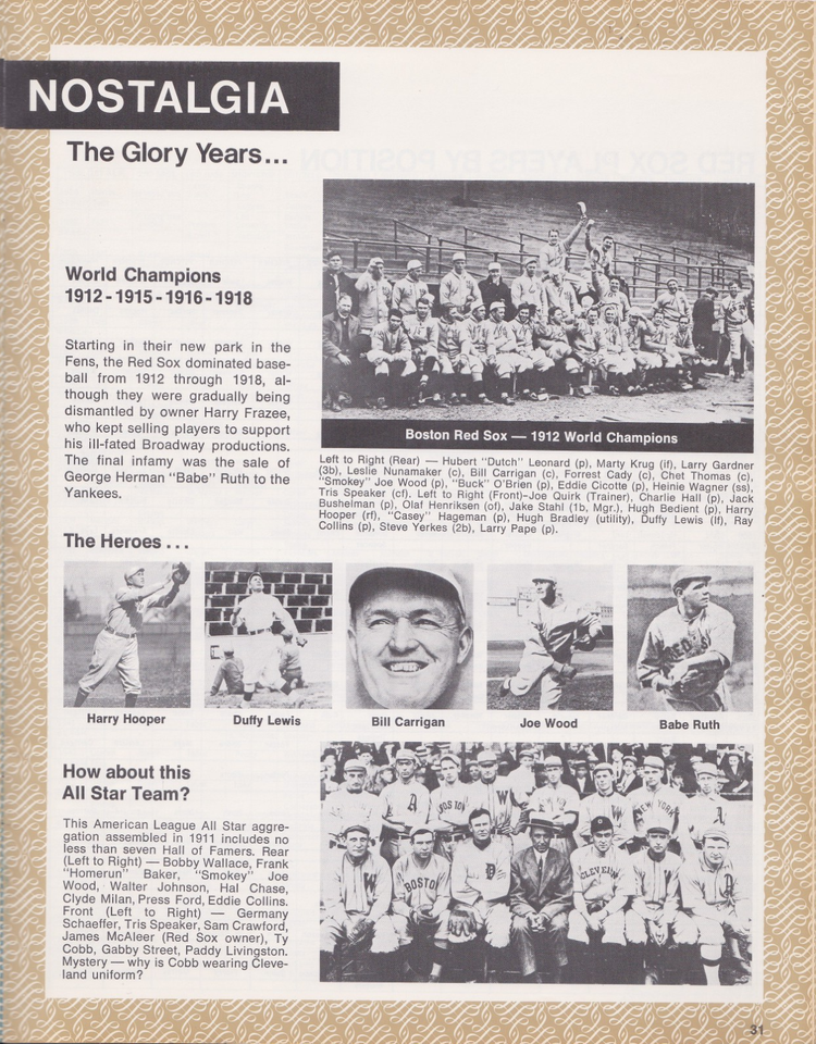 1974 1975 RED SOX Yearbooks & INSERT CARD Page - YAZ Rice RICO Evans ...