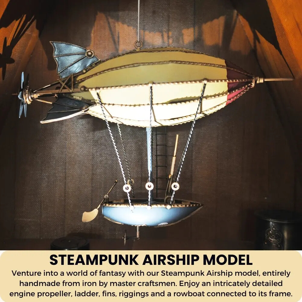 Steampunk Airship | Handcrafted Airship W/ Iron Frame Engine Propeller ...