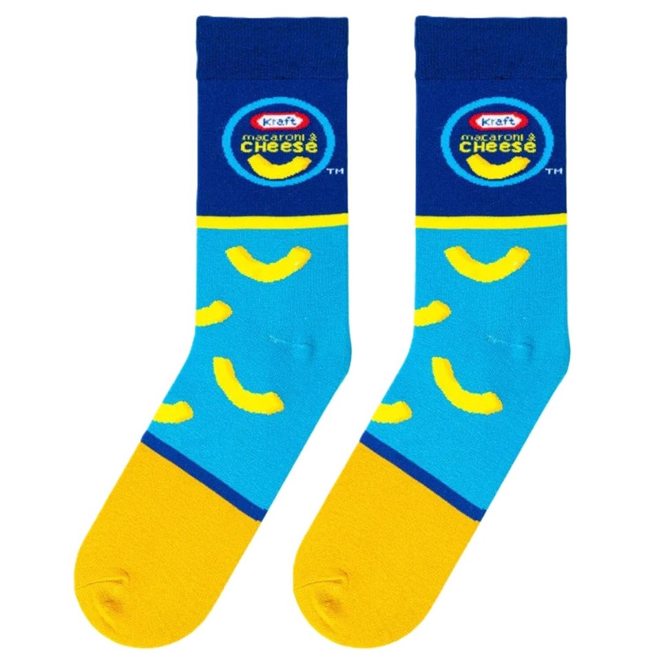 Mens Funky Retro Kraft MACARONI MAC & CHEESE SOCKS Logo Novelty Fun ...