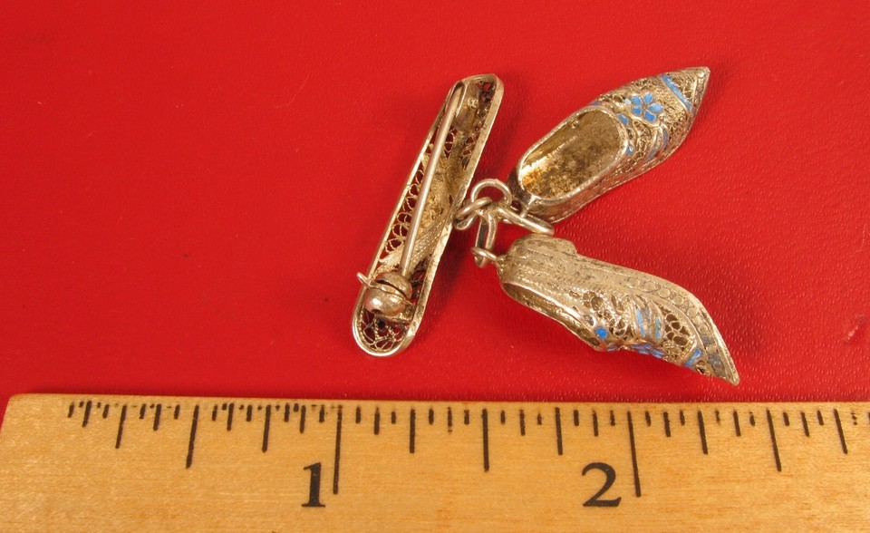 VINTAGE FINE FILAGREE BLUE ENAMEL DANCING DRESS SHOES ACORES AZORES ...