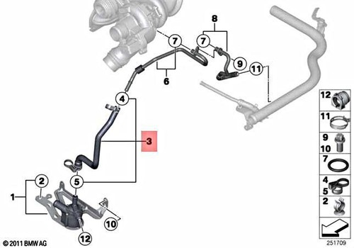 Genuine BMW F20 F20N F21 F21N F30 F30N F31 Heater Return Hose OEM ...
