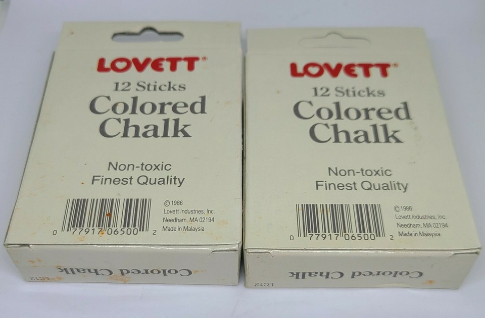 Lot of 2 Vintage 1986 Lovett Colored Chalk Sticks 12 in each box ...