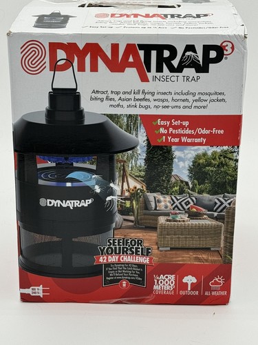 dynatrap 3 insect trap mosquito fly 1/2 acre indoor / outdoor Used 1X ...
