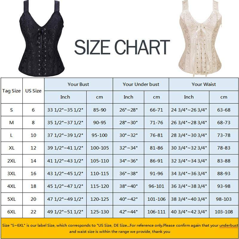 Women‘s Black Waist Training Corset Steampunk Gothic Basque Bustier ...