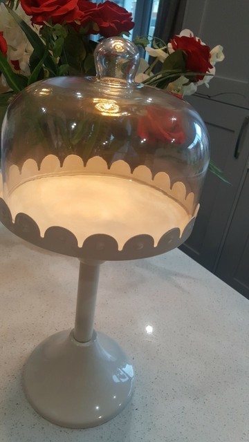 Kitchen Craft Classic Collection 29cm Ceramic Cake Stand with Glass ...