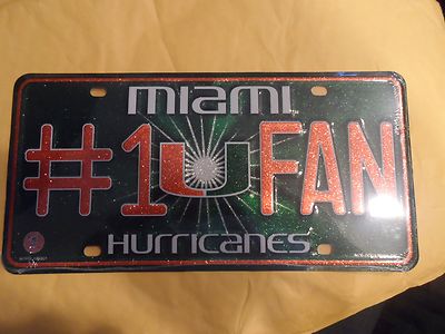 UNIVERSITY MIAMI HURRICANES GLITTER METAL LICENSE PLATE TAG | eBay
