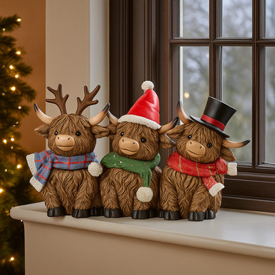 Highland Cow Christmas Decoration 3 Scottish Coos Xmas Ornament Home ...