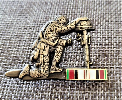 Afghanistan Veteran Kneeling Soldier Battlefield Cross Pin | eBay