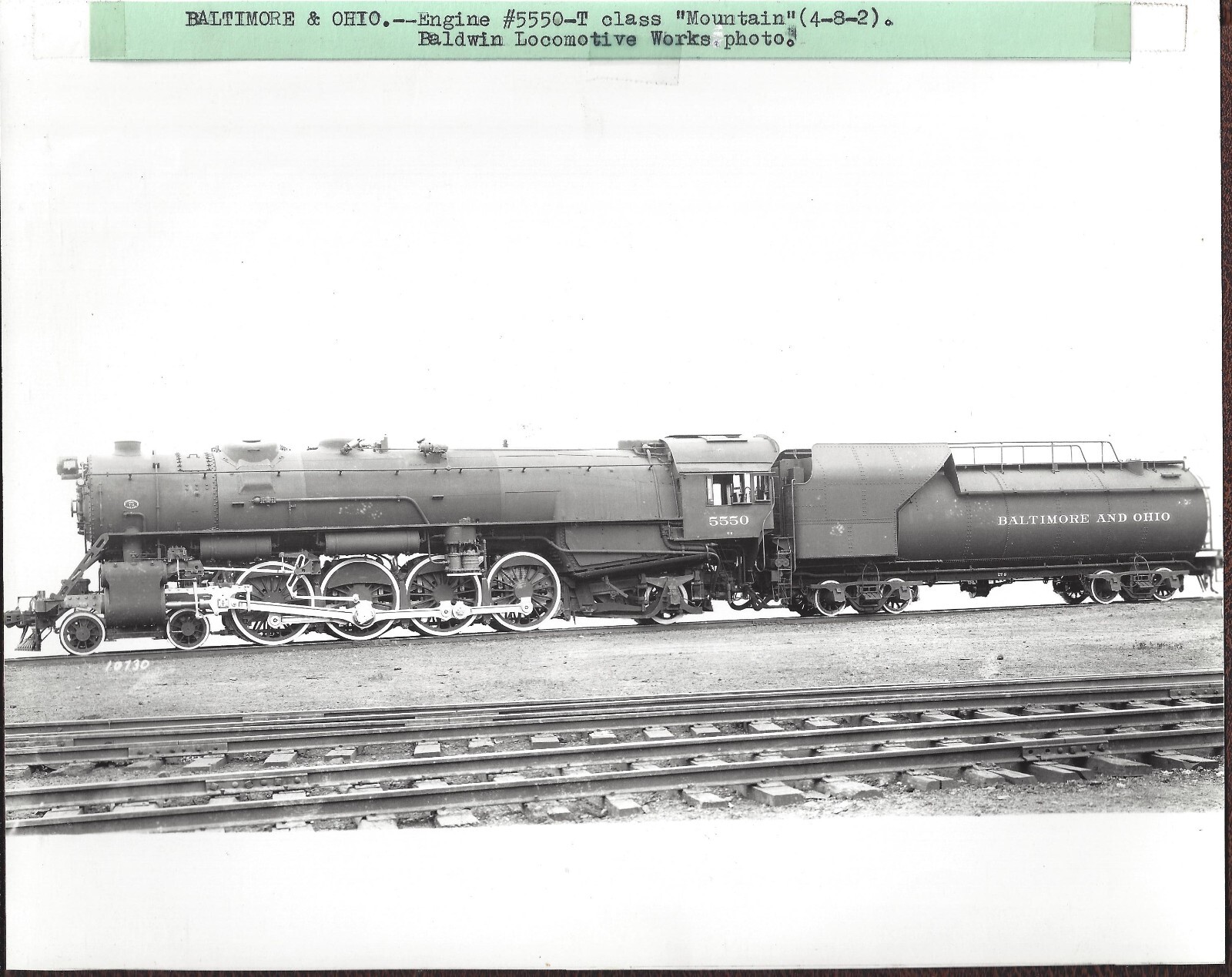 Vintage Photo Steam Engine Baltimore & Ohio Railroad 5550-T Mountain ...