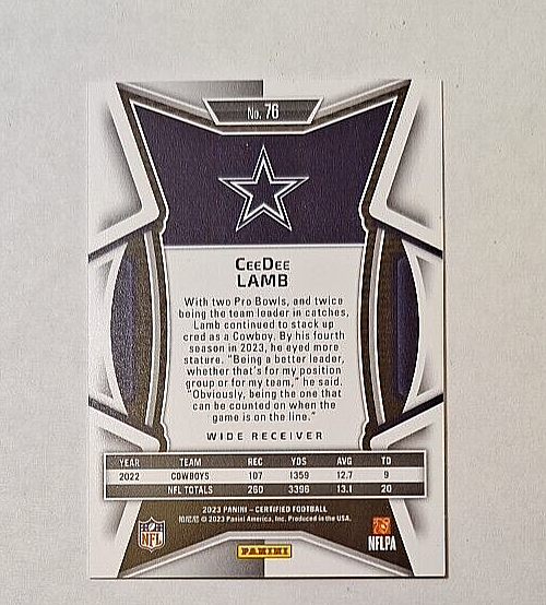 2023 Panini Certified Mirror PINK #76 Ceedee Lamb #57/199 Cowboys ...