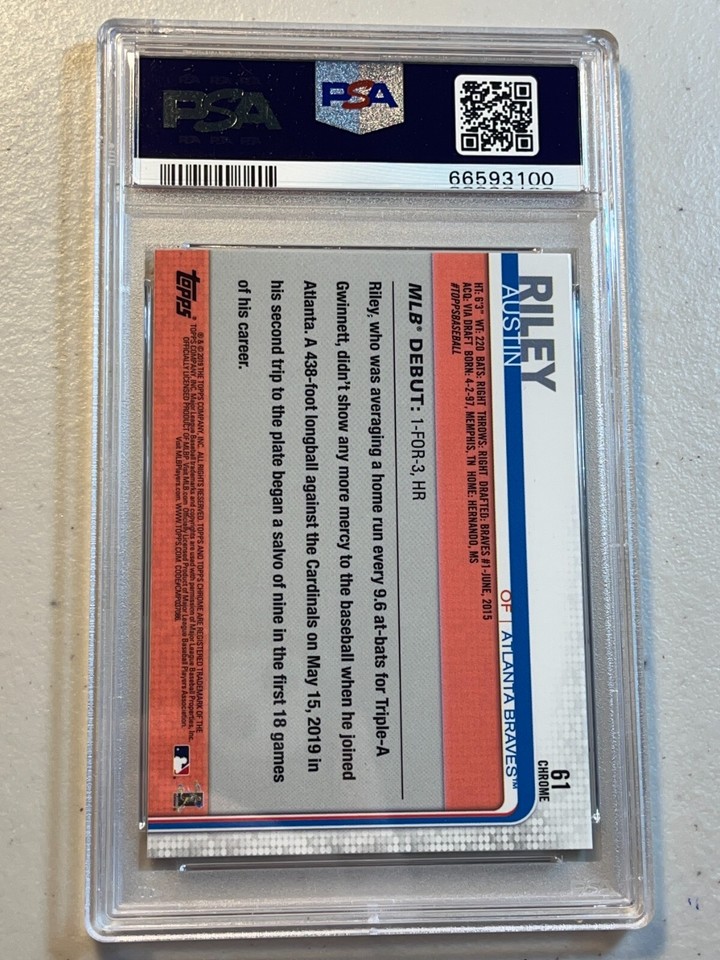 Austin Riley PSA 10 2019 Topps Chrome Update Rookie Debut RC #61 Gem ...