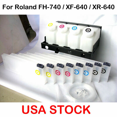 Roland FH-740 / XF-640 / XR-640 Bulk Ink System 4 Bottle 8 Cartridge ...