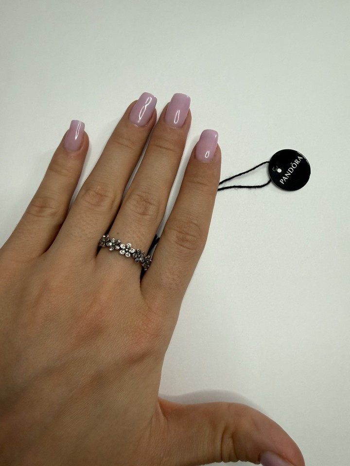Pandora Sterling Silver Dainty Daisy Flower Band Ring S925 ALE Size 8 ...