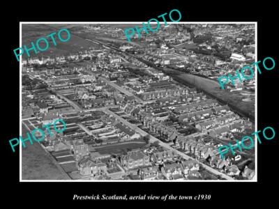 OLD 6 X 4 HISTORIC PHOTO OF PRESTWICK SCOTLAND AERIAL VIEW OF THE TOWN ...