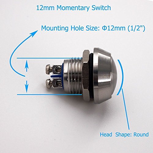 Momentary Push Button Switch UR123 1NO SPST DC/AC 36V 2A Stainless Steel Meta... 711508302212 | eBay