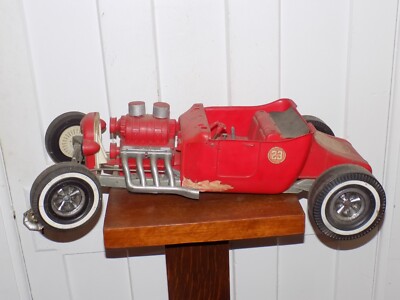 Vintage 1960’s Marx 24” Big Red Hot Rod Battery Operated T Bucket Race ...