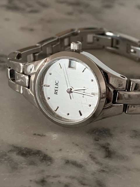 Relic Folio Silver Tone Ladies Dress Watch With Date ZR33471 for sale ...